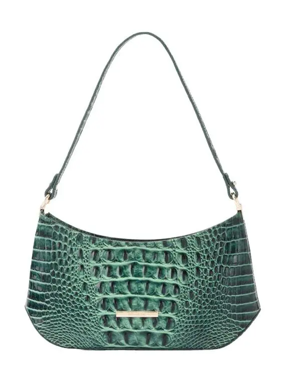 Brahmin Lilibeth Croc Embossed Leather Shoulder Bag - Pine