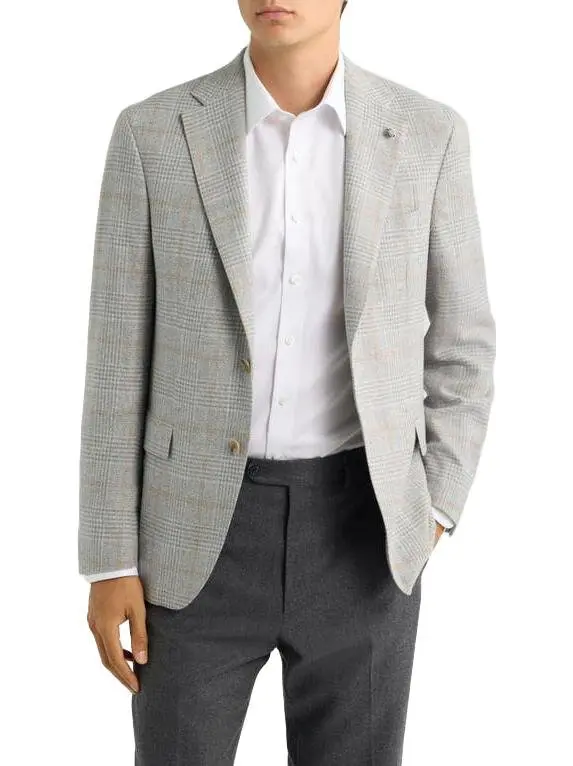 JACK VICTOR Midland Check Wool & Cashmere Sport Coat - Light Grey