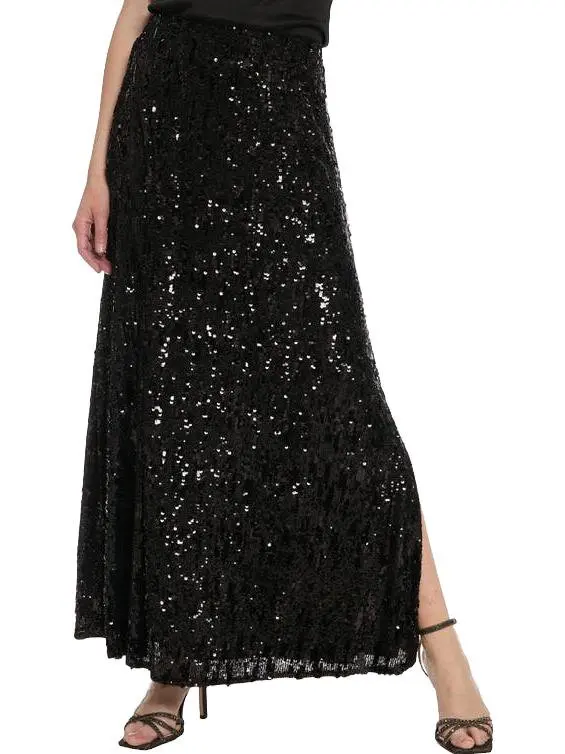 Maggy London Sequin Side Slit Skirt - Black