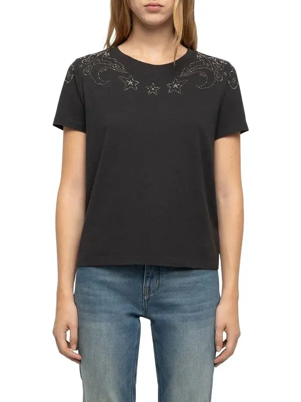 Zadig&Voltaire Alys Rhinestone Tee - Carbone