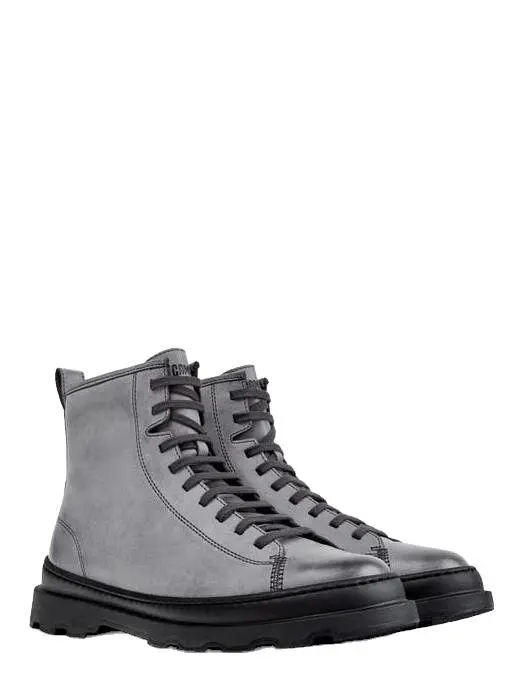 Camper Brutus Leather Lace-up Boot - Medium Gray