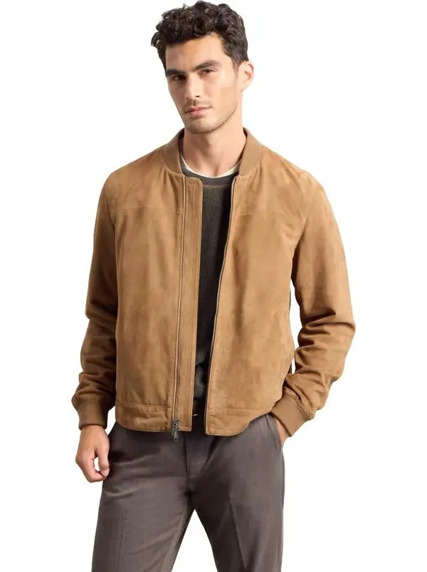 Nordstrom Suede Bomber Jacket - Brown Bear