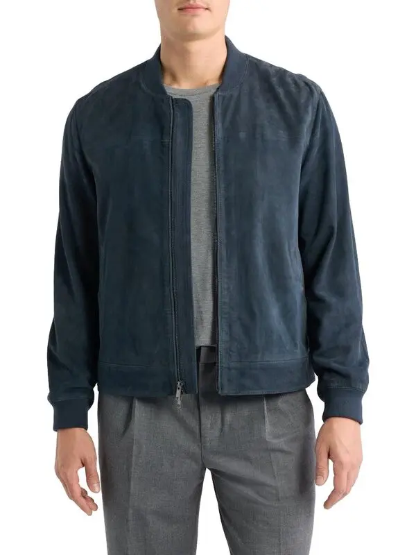 Nordstrom Suede Bomber Jacket - Navy Space