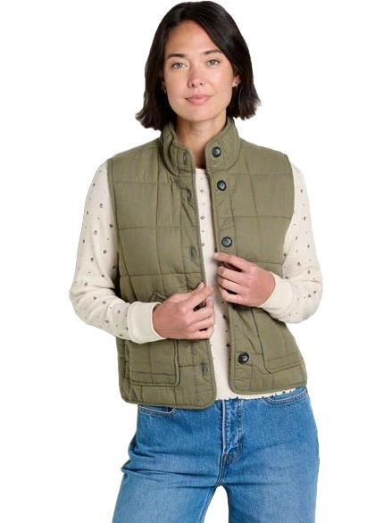 TOAD & CO Manzana Quilted Vest - Green Moss Pattern