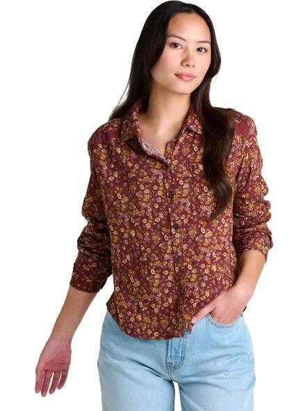 TOAD & CO Manzana Boxy Long Sleeve Shirt - Malbec Print