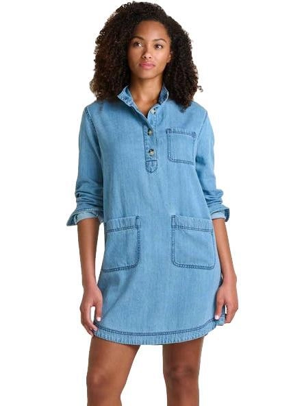 TOAD & CO Piñon Soft Denim Popover Dress - Bar Harbor