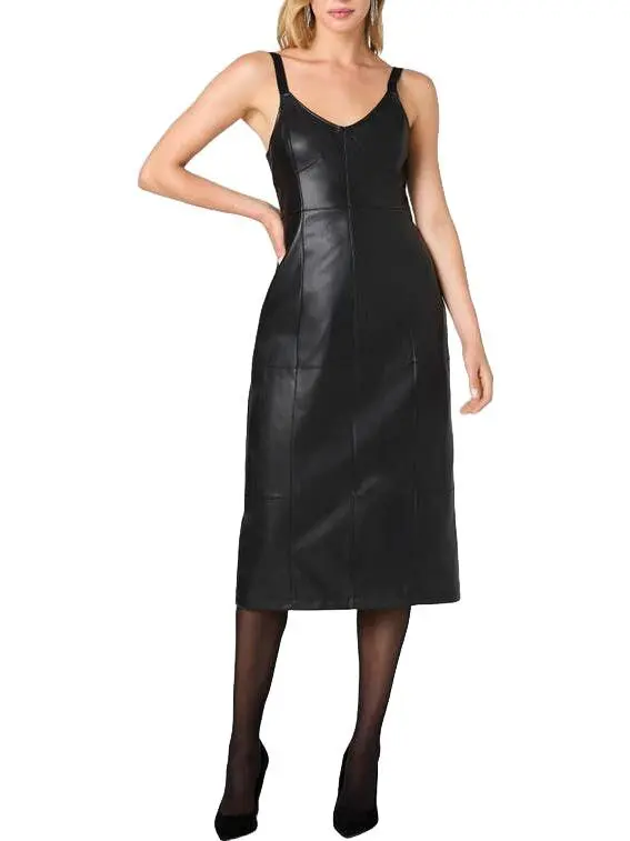 French Connection Dessa Faux Leather Strappy Dress - Black