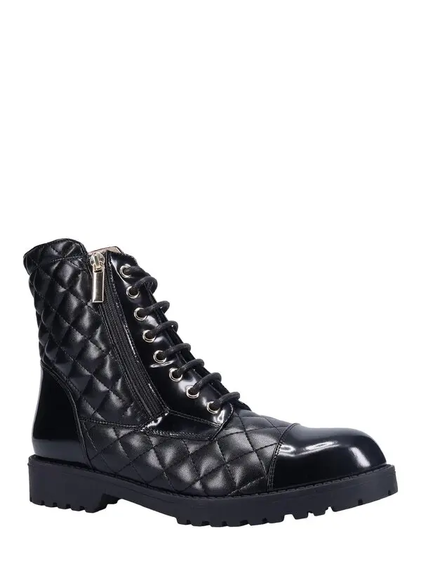 Ron White Tiffin Waterproof Quilted Leather Combat Boot - Onyx