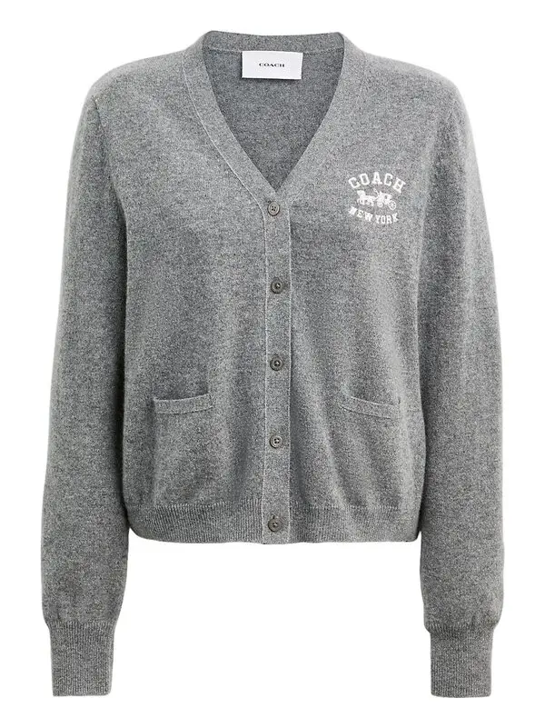 COACH Fine Cashmere Cardigan - Dark Grey