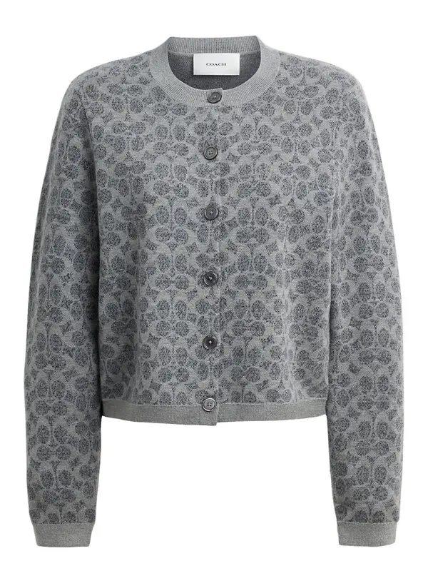 COACH Signature Button Down Cardigan - Grey