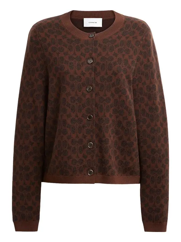 COACH Signature Button Down Cardigan - Maple