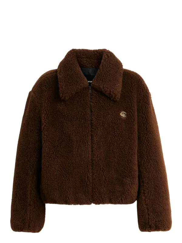 COACH Faux Fur Bomber - Brown