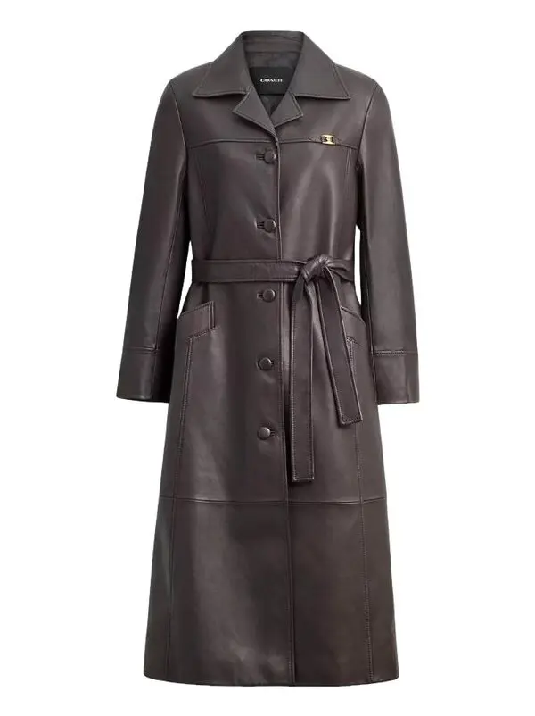 COACH Leather Trench - Dark Brown