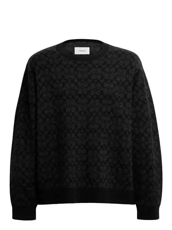 COACH Signature Crewneck Sweater - Black