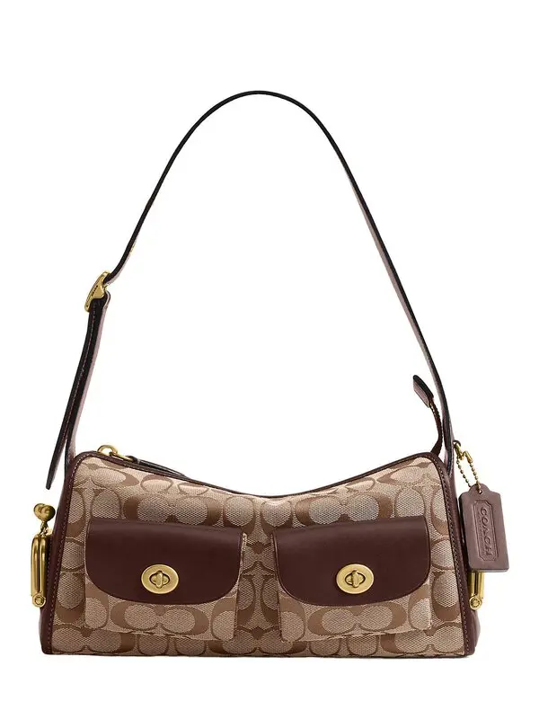 COACH Turnlock Haversack Bag 27 In Signature Jacquard - B4/khaki  Maple