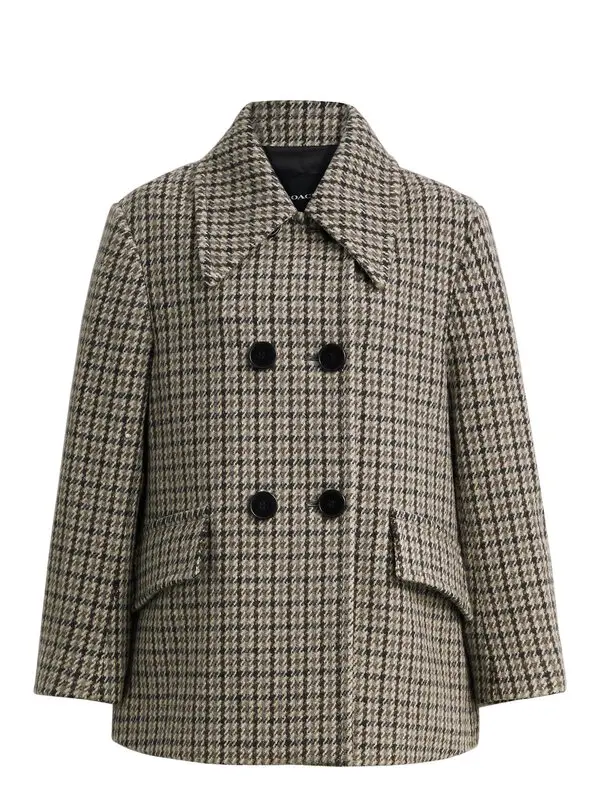 COACH Houndstooth Wool Coat - Black/white Multi