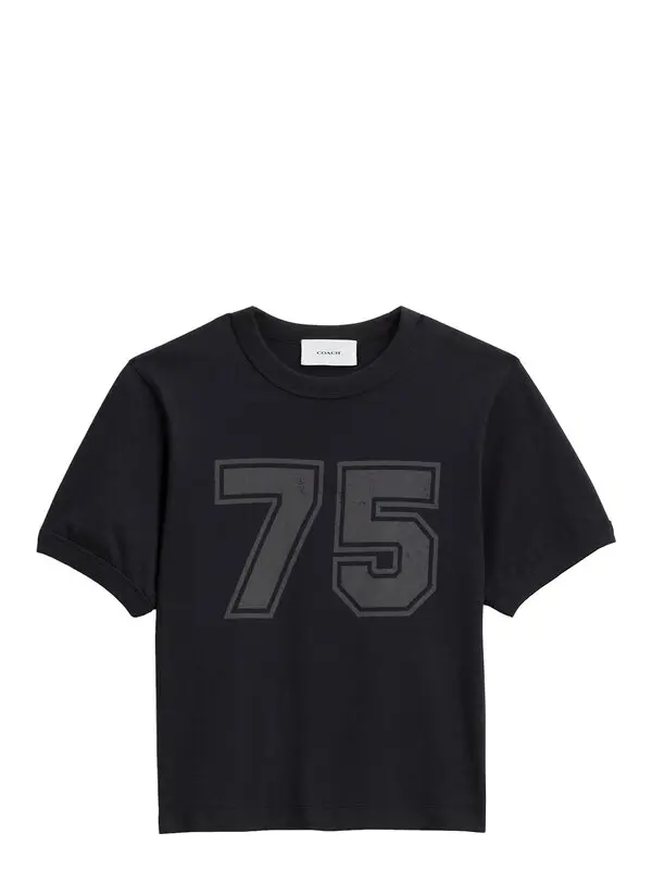 COACH Tonal Varsity T-shirt In Organic Cotton - Black