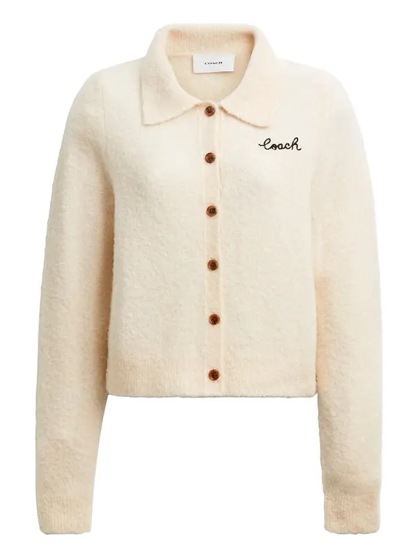 COACH OUTLET Embroidered Cropped Cardigan - Beige