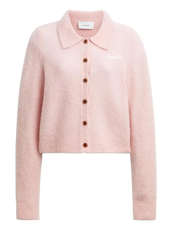COACH OUTLET Embroidered Cropped Cardigan - Light Pink
