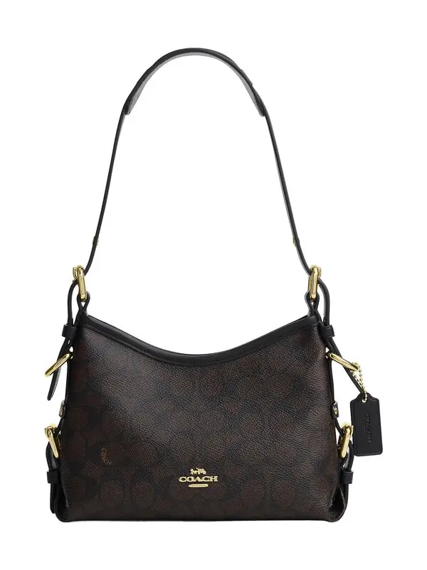 COACH OUTLET Laurel Shoulder Bag 22 With Buckles In Signature Canvas - Gold/walnut/black