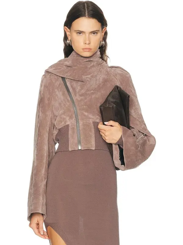 Rick Owens Scarf Flight Bomber Jacket In Mauve - Grape