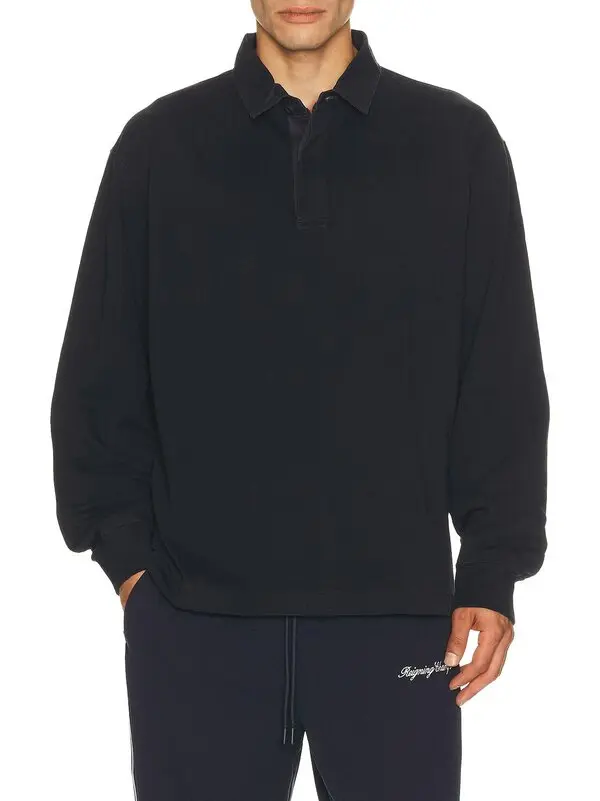 Reigning Champ Heavyweight Jersey Standard Rugby Shirt In Blue - Navy