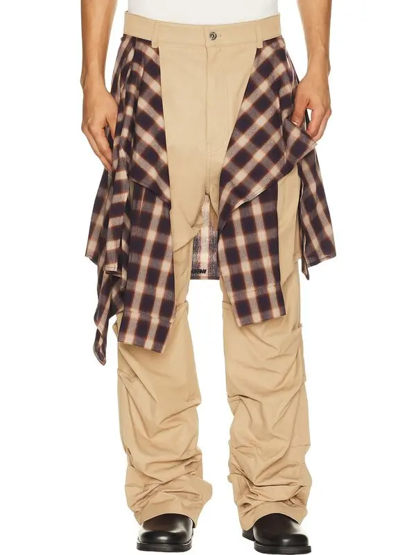 We11Done Shirt Wrapped Pants In Brown - Beige