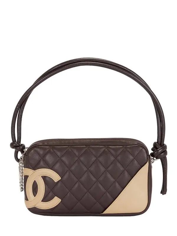 Chanel Calfskin Cambon Pochette Shoulder Bag In Black - Brown