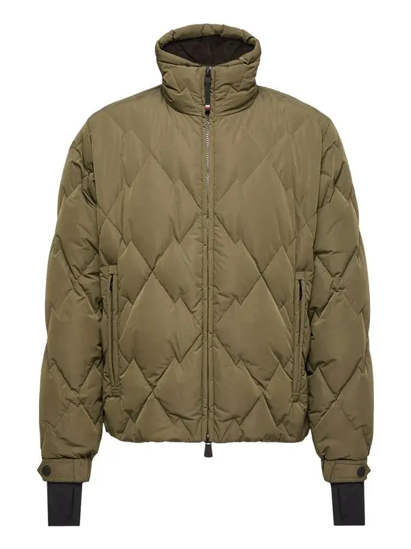 Moncler Bramans Diamond Quilted Short Down Jacket - Green
