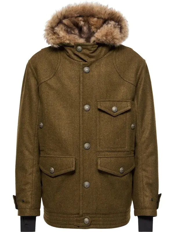Moncler Cooper Hooded Shearling-trimmed Padded Mid-length Jacket - Brown