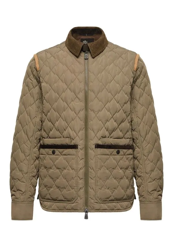 Moncler Soleil Corduroy And Loden Trimmed Down Shirt Jacket - Green