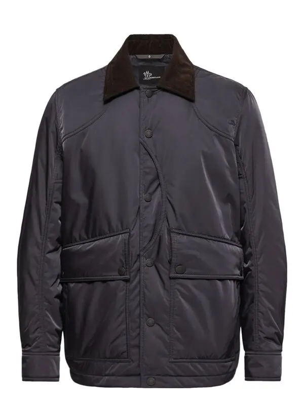 Moncler Louron Corduroy-trimmed Short Down Jacket - Blue