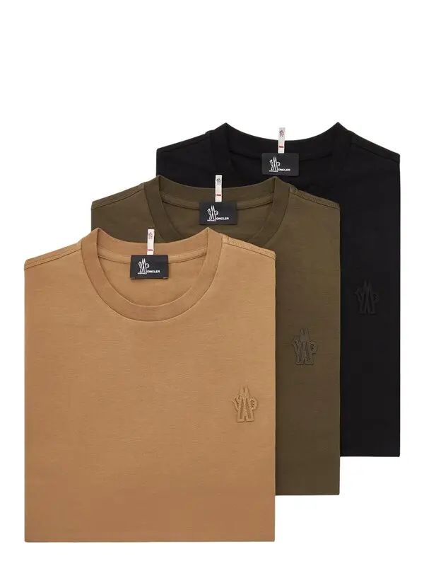Moncler Logo Patch Cotton Blend T-shirt - Beige