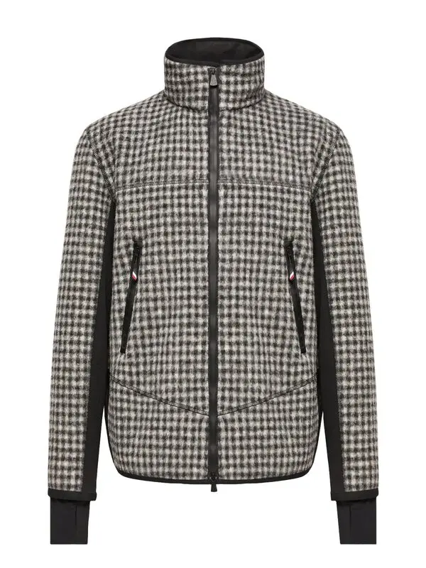 Moncler Wool Blend Vichy Zip-up Sweatshirt - Black