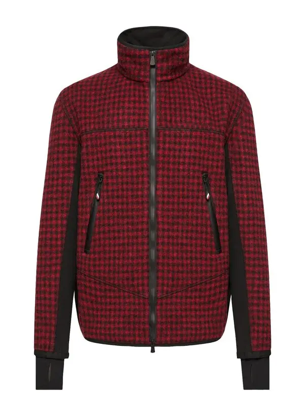 Moncler Wool Blend Vichy Zip-up Sweatshirt - Red