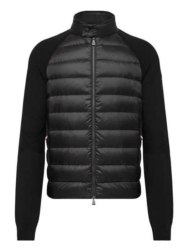Moncler Wool Blend Padded Zip-up Cardigan - Black