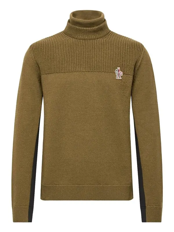 Moncler Logo Wool Blend Turtleneck - Green