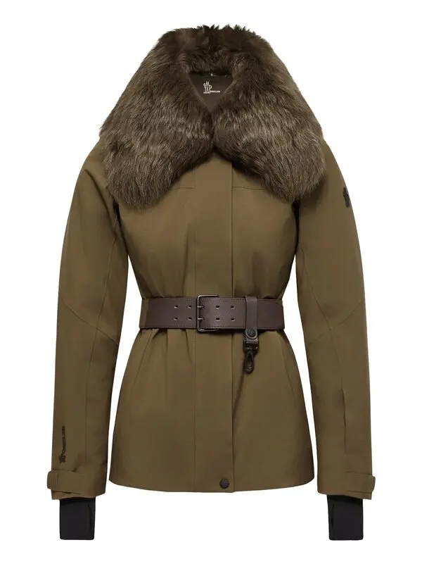 Moncler Vizelles Shearling-trimmed Ski Jacket - Green