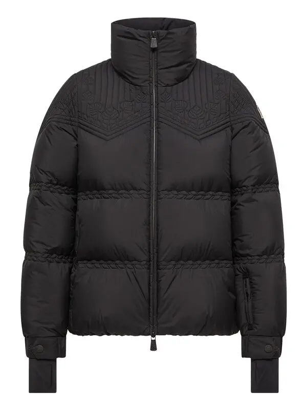 Moncler Anglins Leaf Embroidered Hooded Insulated Ski Jacket - Black