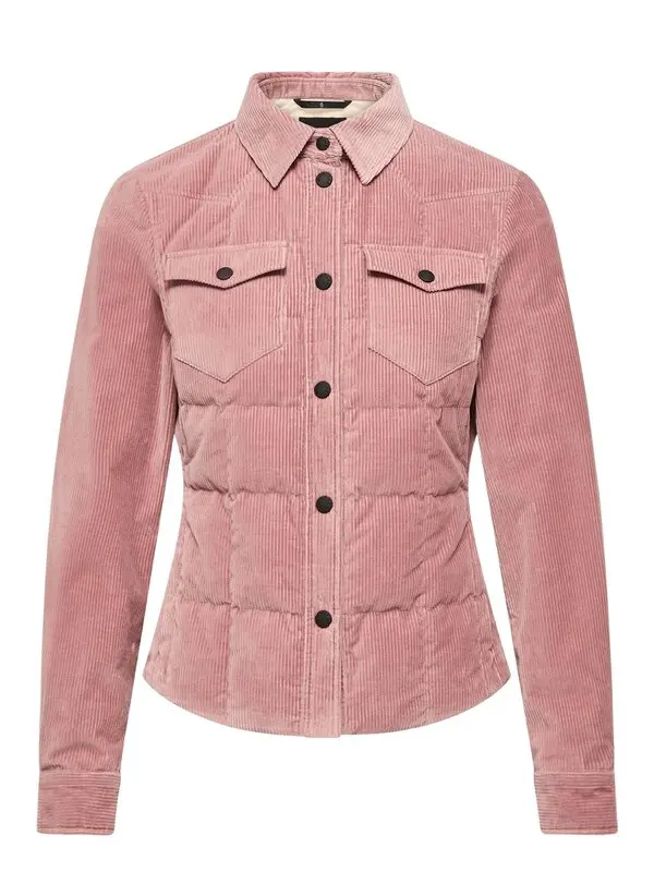 Moncler Nangy Corduroy Down Shirt Jacket - Pink