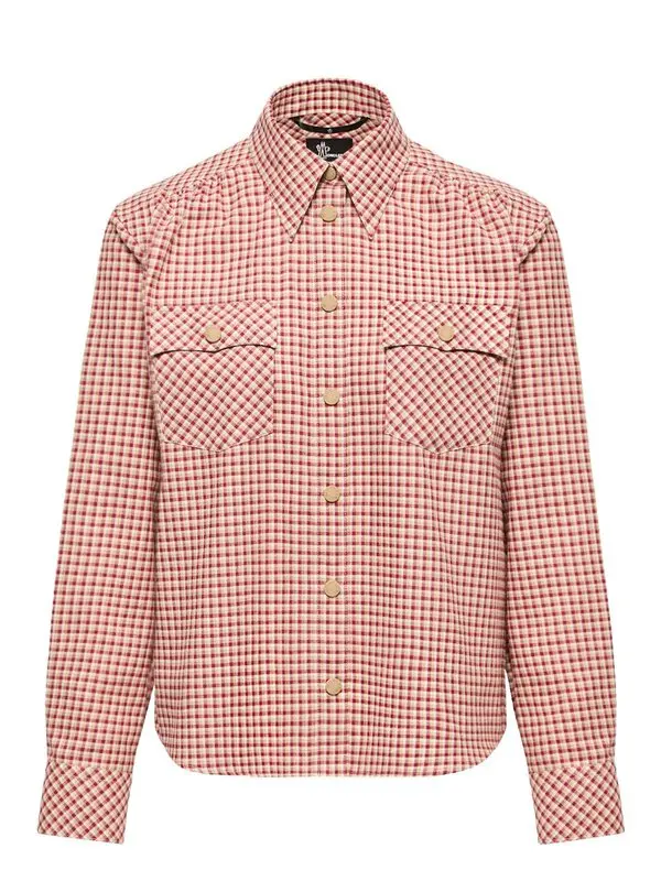 Moncler Check Cotton Long Sleeve Shirt - Pink