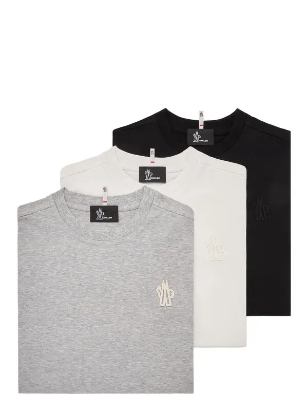 Moncler Logo Patch Cotton Blend T-shirt - Grey