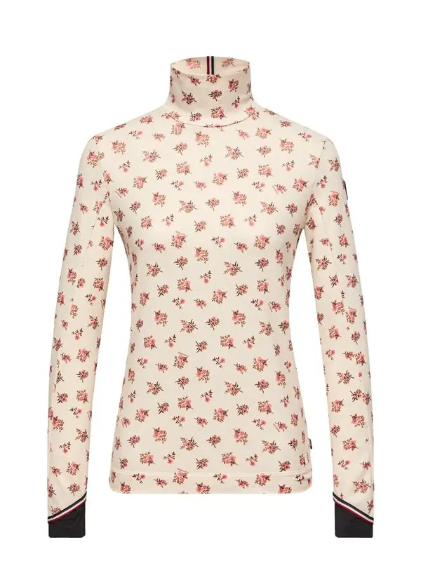 Moncler Floral Print Turtleneck - White