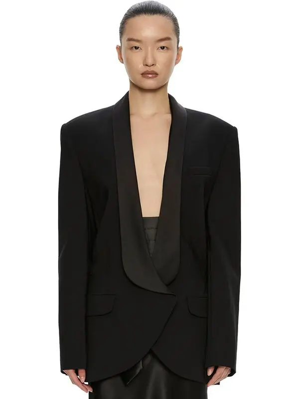 Christopher Esber Tuxedo Contrast Wool Blazer - Black