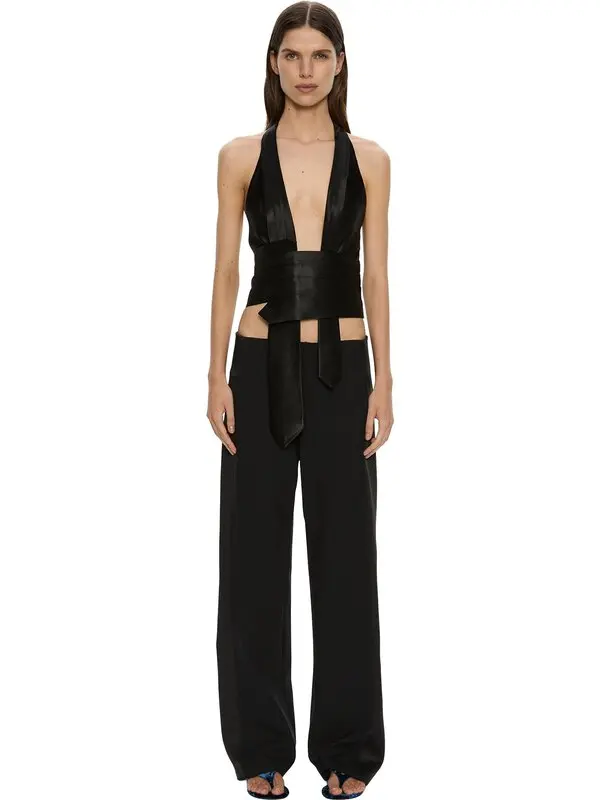 Christopher Esber Tuxedo Contrast Wool Trouser - Black