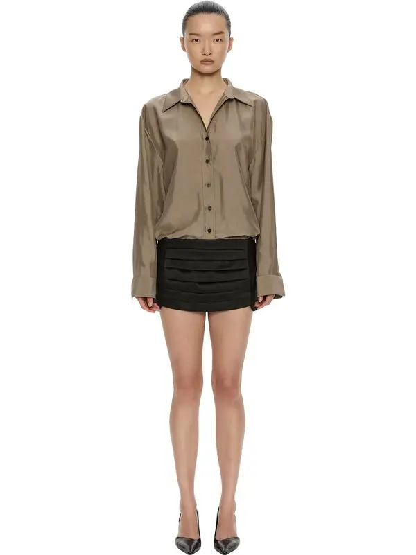 Christopher Esber Tuxedo Cummerbund Wool Skirt - Black