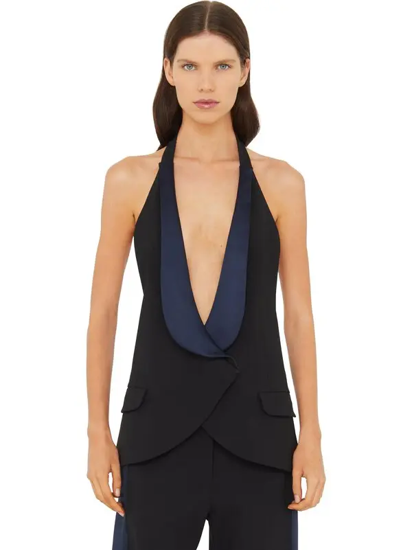 Christopher Esber Tuxedo Contrast Wool Vest - Black-ink