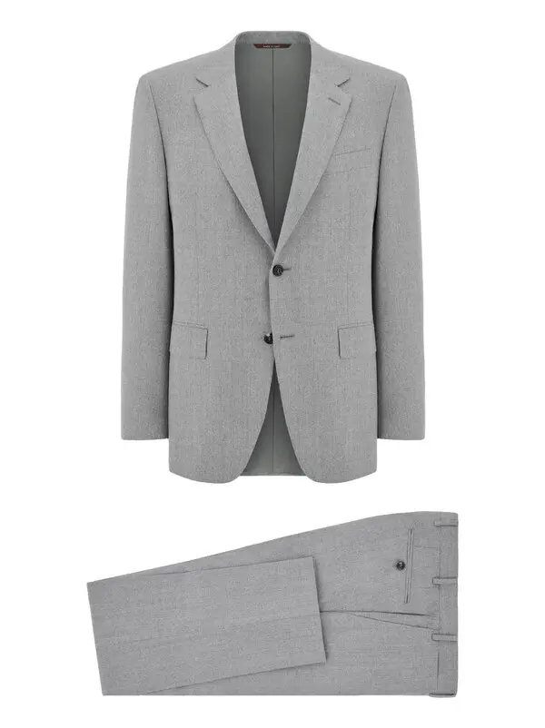 Canali Light Gray Wool Flannel Single-breasted Regular-fit Suit - Grey