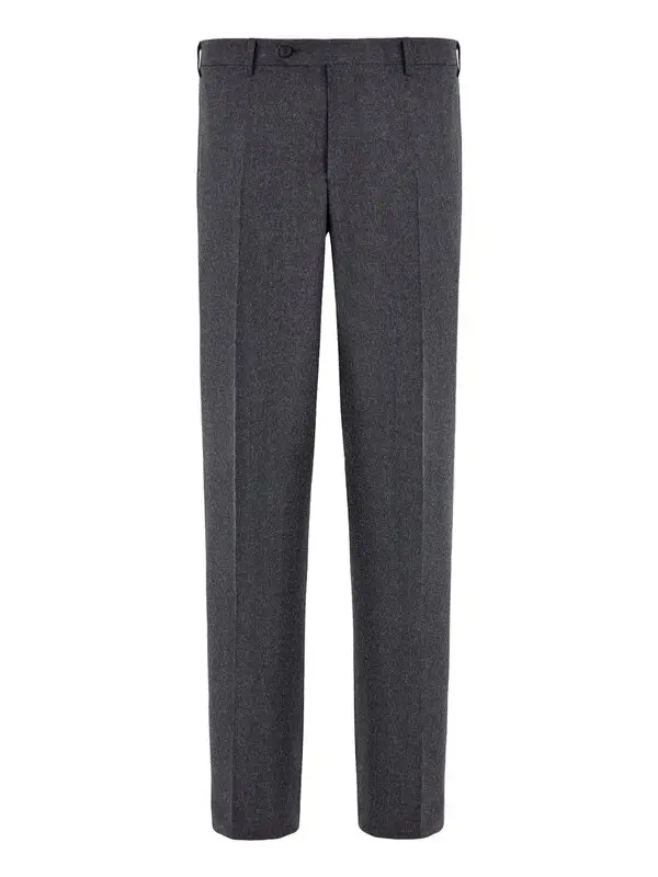 Canali Anthracite Wool Flannel Regular-fit Pants - Grey