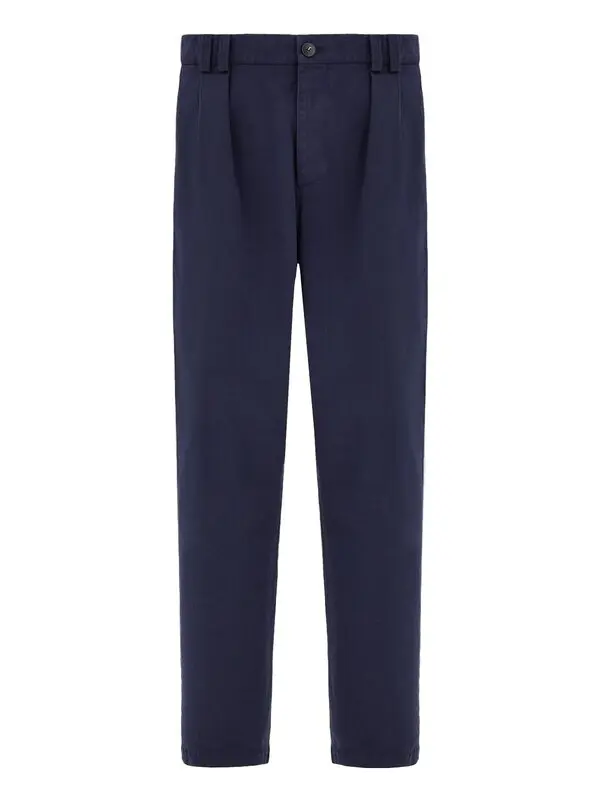 Canali Cotton Gabardine Pants With Two Pleats - Blue
